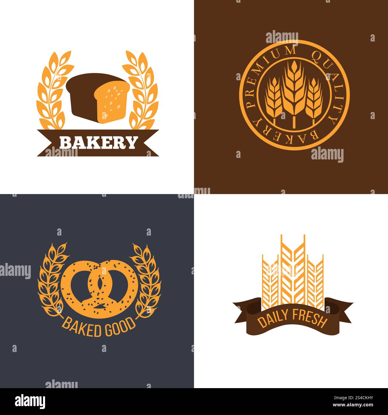 Vector bakery and bread shop logos labels badges with wheat ears ...