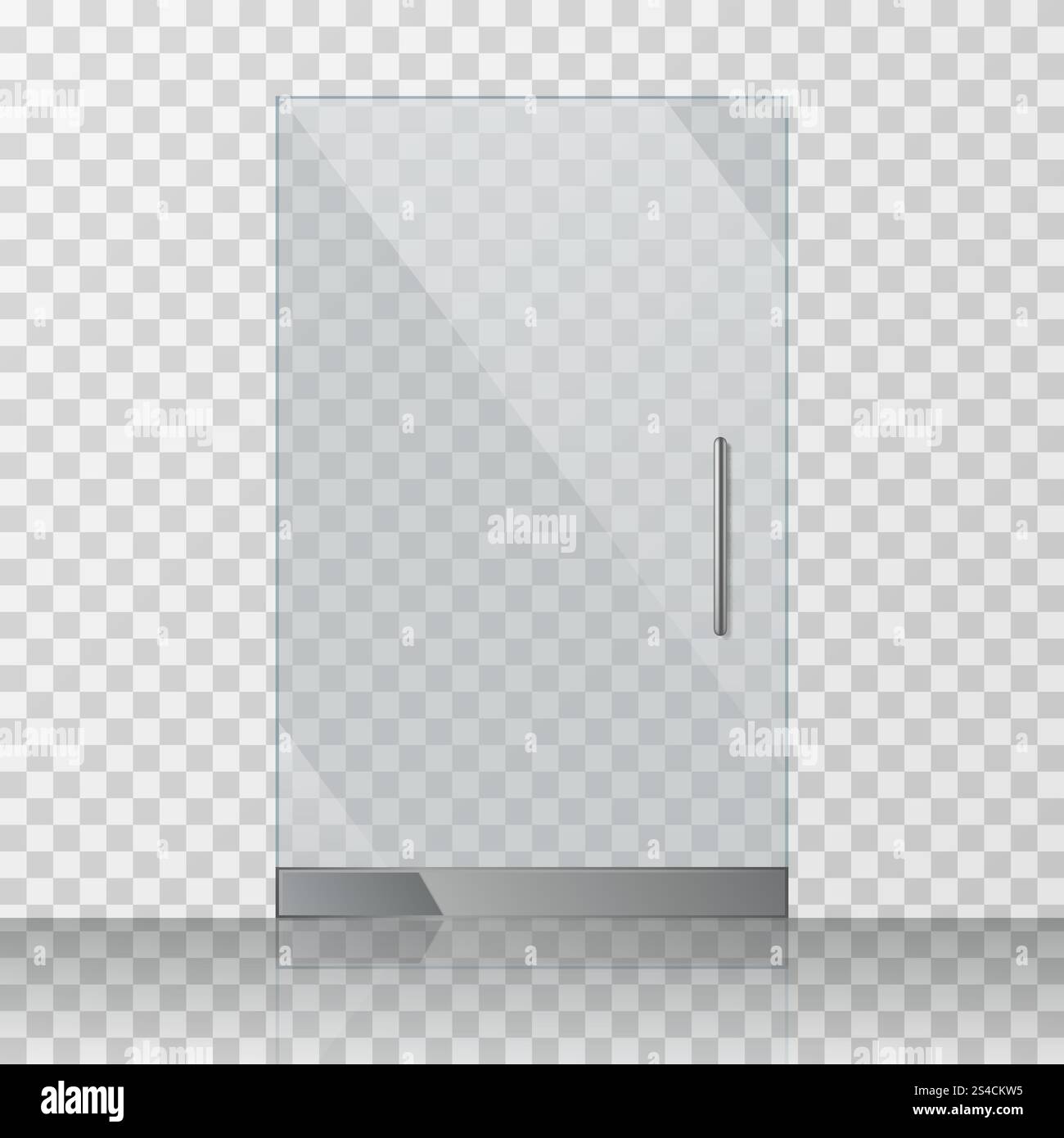 Transparent clear glass door isolated on checkered background vector ...