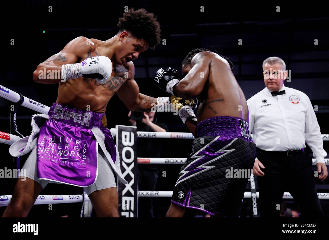 Mario Silva (left) and Emmanuel Zion during the Middleweight contest at ...