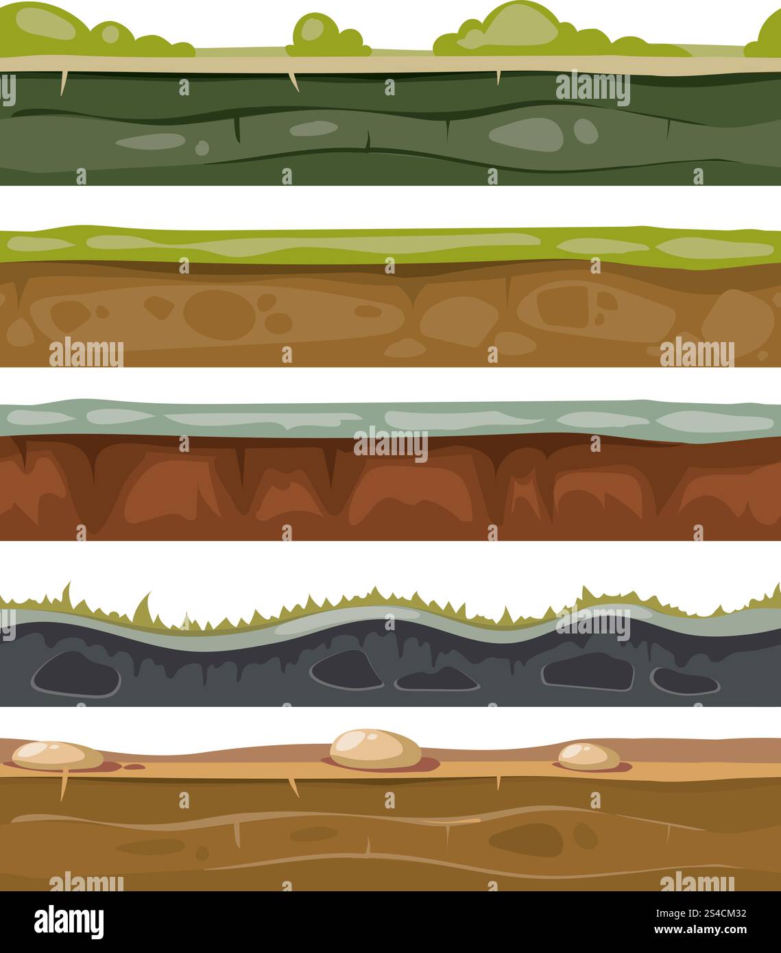 Seamless grounds soil and grass for ui game vector layers set. Seamless ...