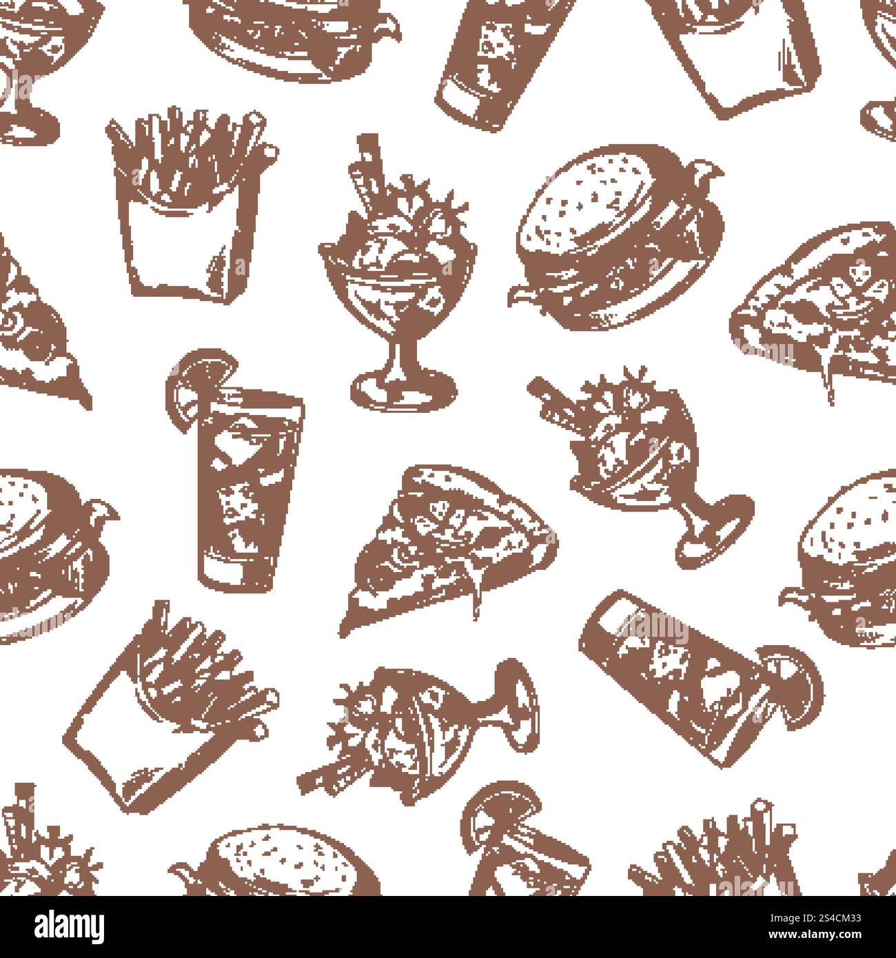 Fast food vector seamless background, menu pattern for your packing ...