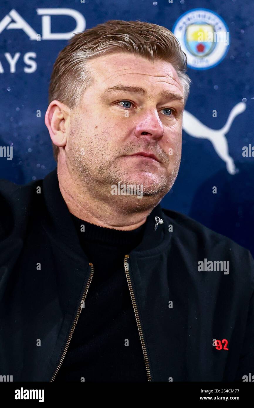 Manchester, UK. 11th Jan, 2025. Salford City manager of Karl Robinson ...