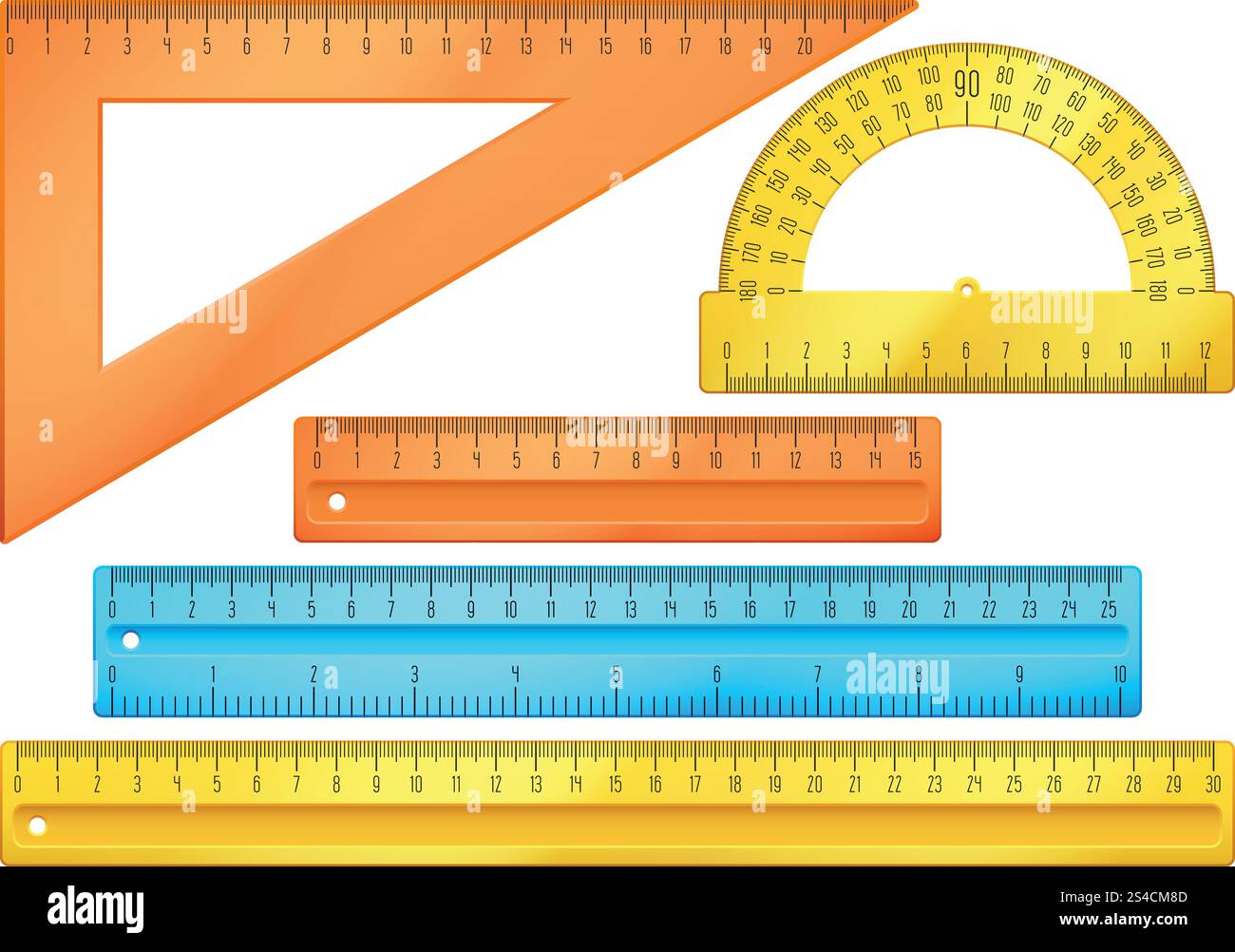 School instruments, rulers vector set. School instruments, rulers ...