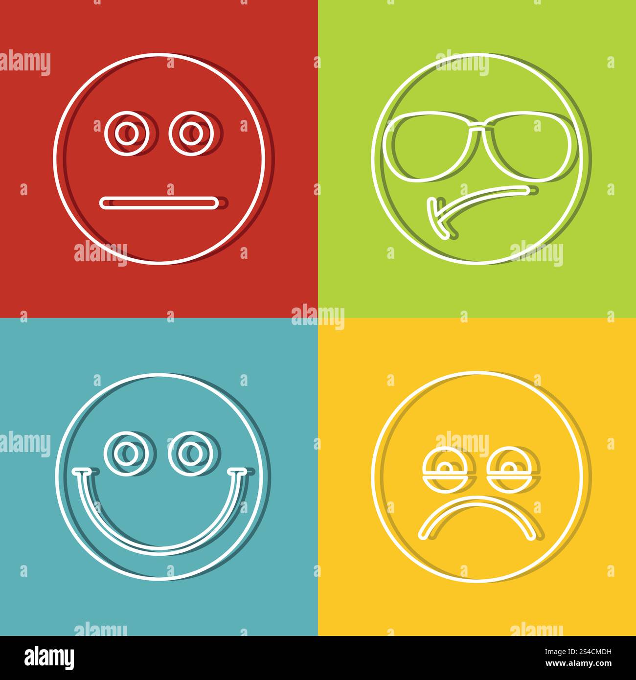 Emoji, emoticons icons. Emoji, emoticons icons in line style on color ...