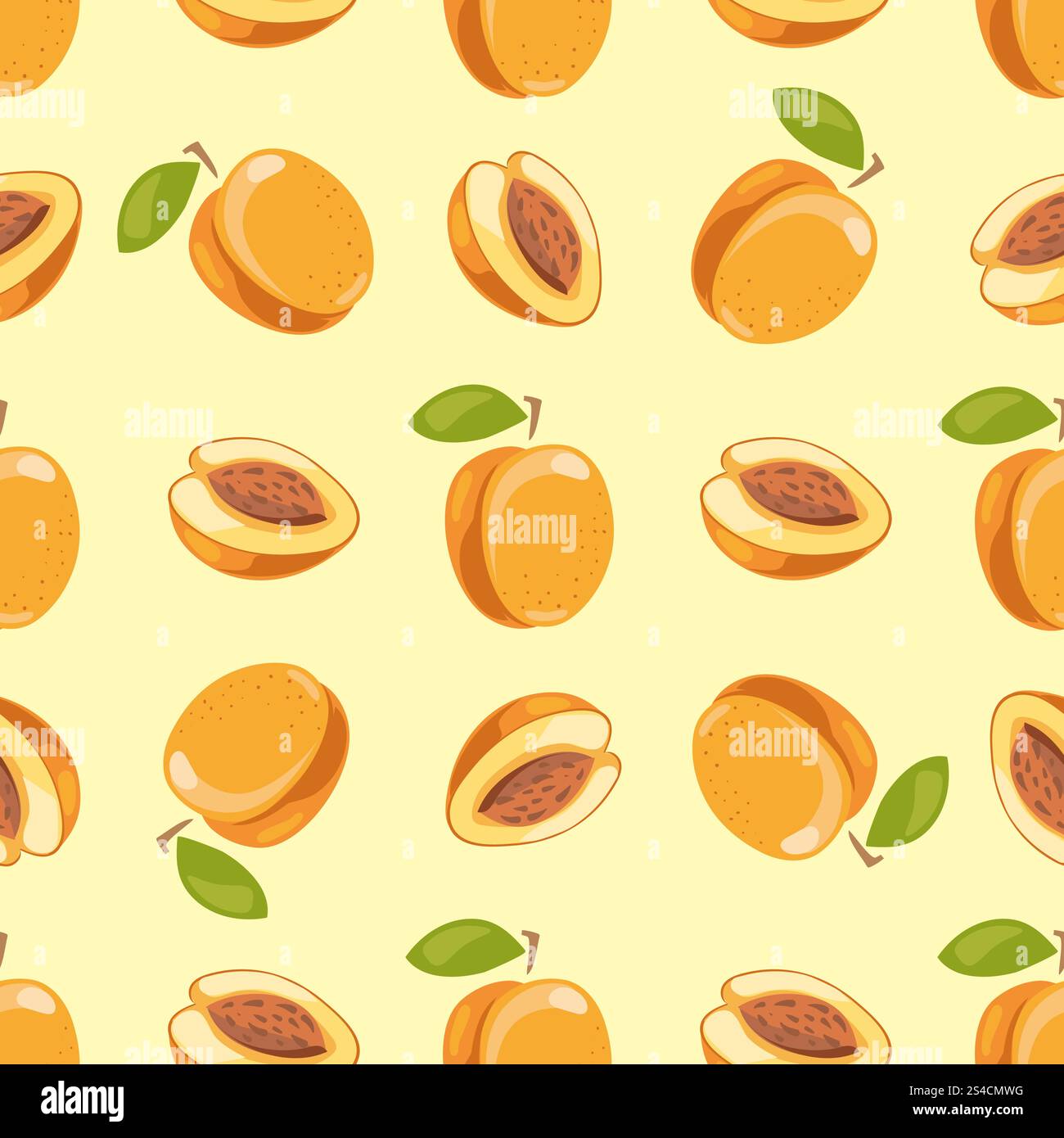 Vector peach seamless pattern yellow background. Vector peach seamless ...