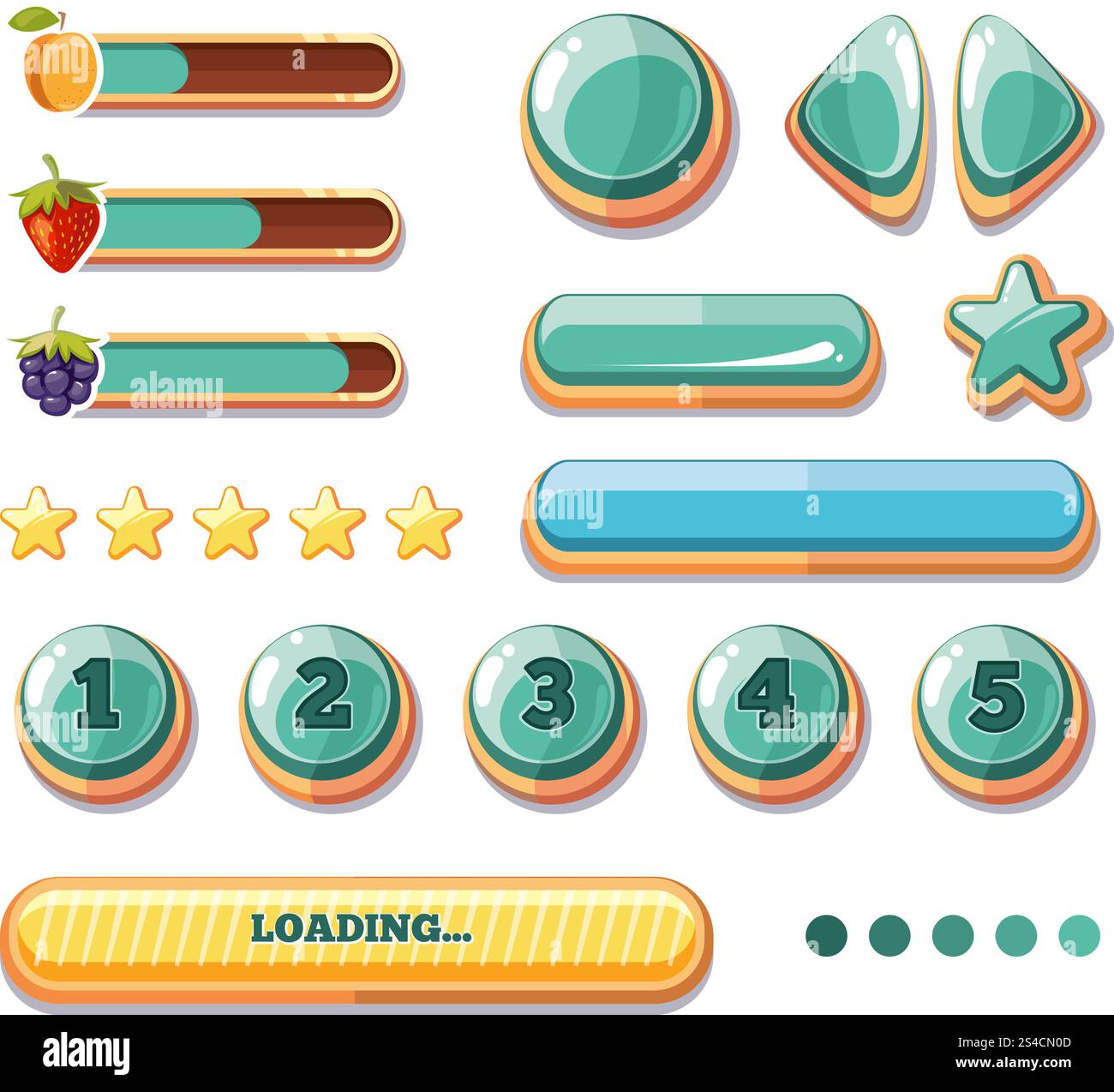 Progress bars, buttons, boosters, icons for computer games user ...