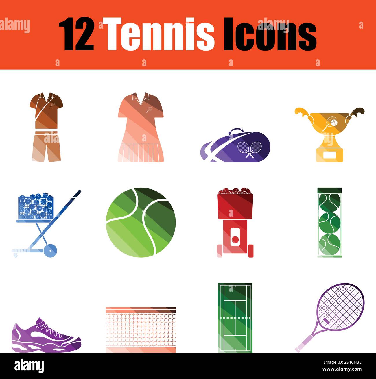 Set of Tennis icons. Gradient color design. Vector illustration Stock ...
