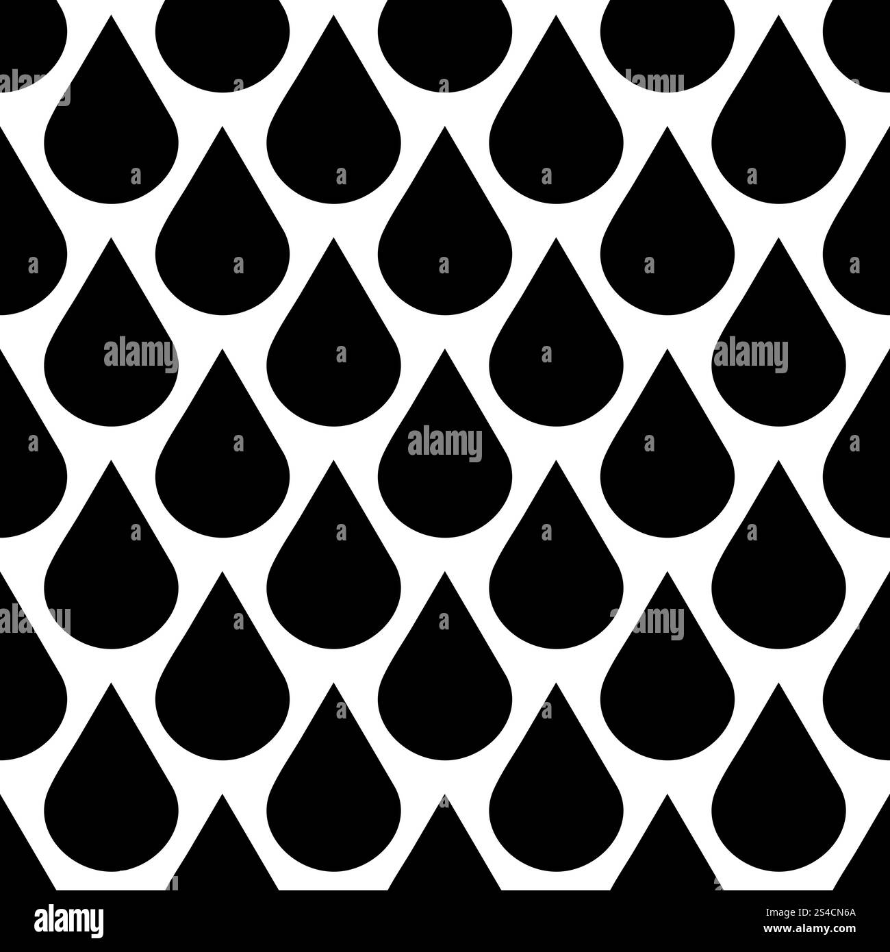 Vector falling water drops seamless background in black and white ...