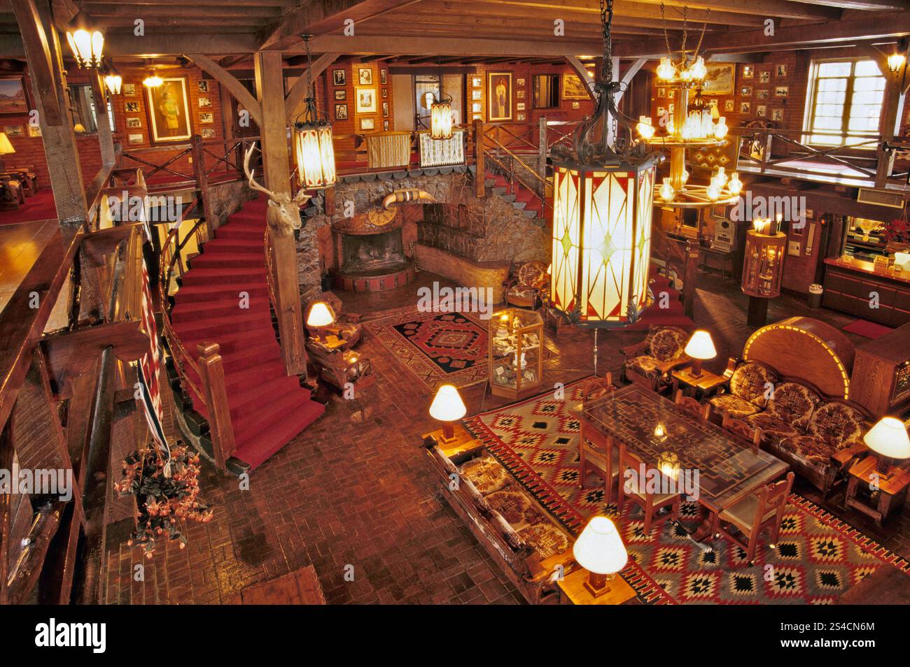 Interior of El Rancho Hotel, built in 1936, at U.S. Route 66 in Gallup ...