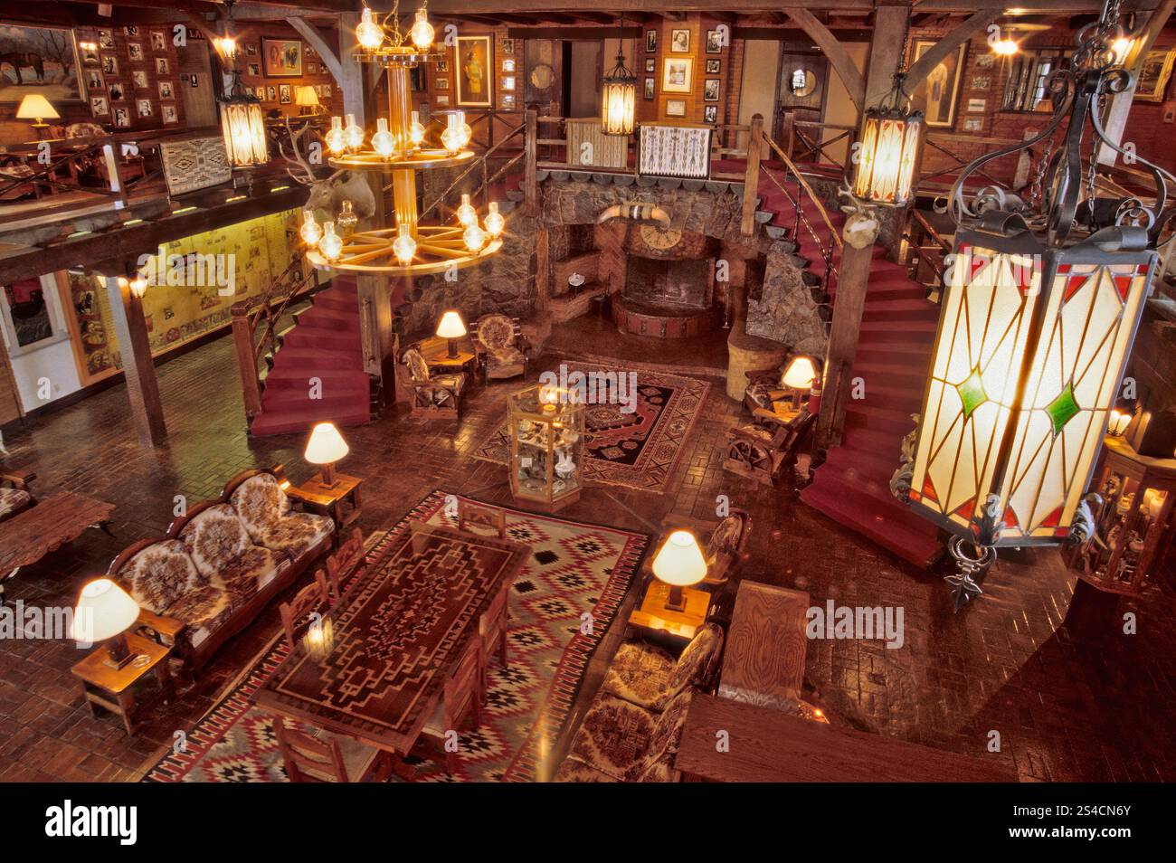 Interior of El Rancho Hotel, built in 1936, at U.S. Route 66 in Gallup ...