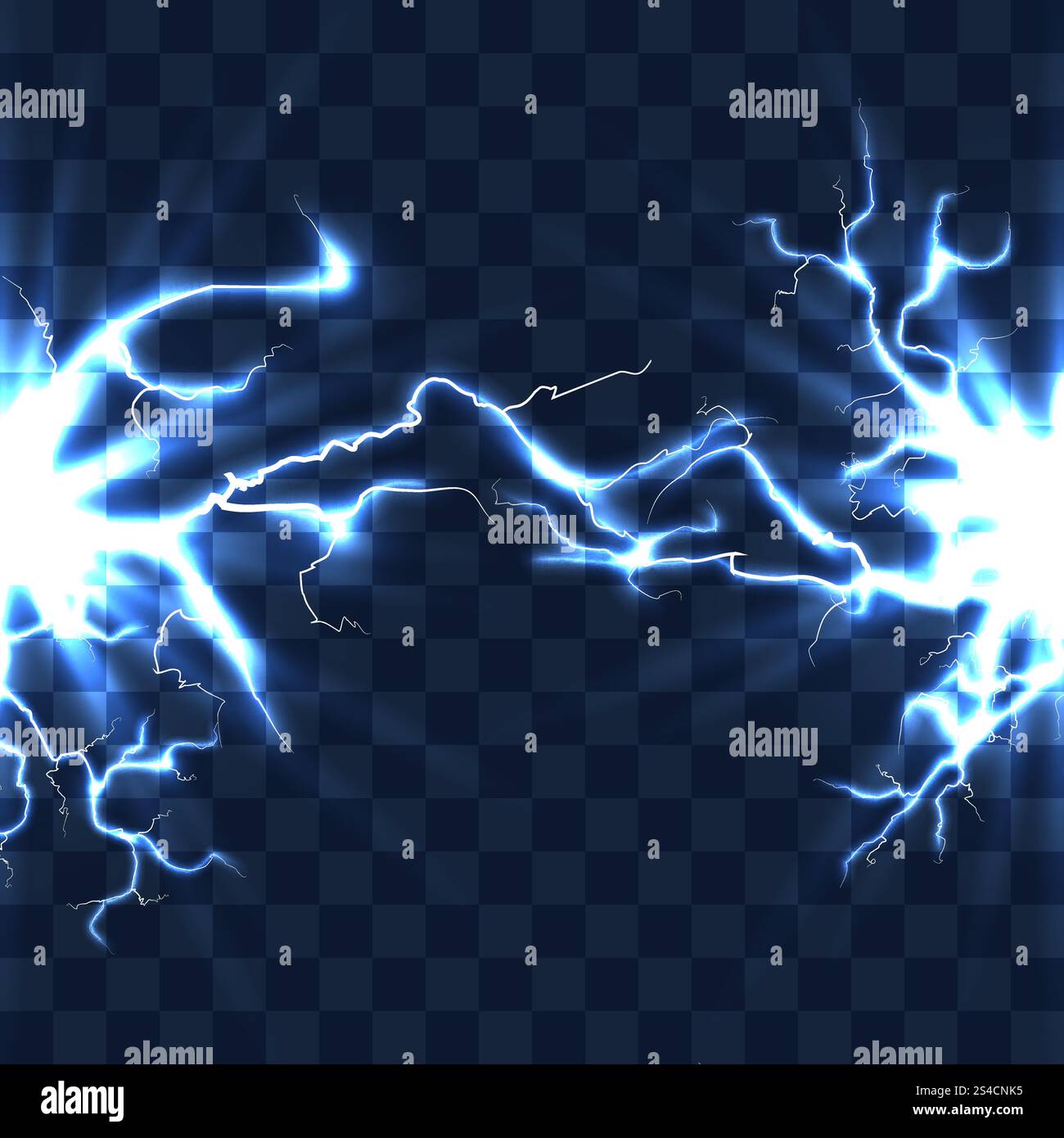 Electrical discharge with lightning beam isolated on checkered ...