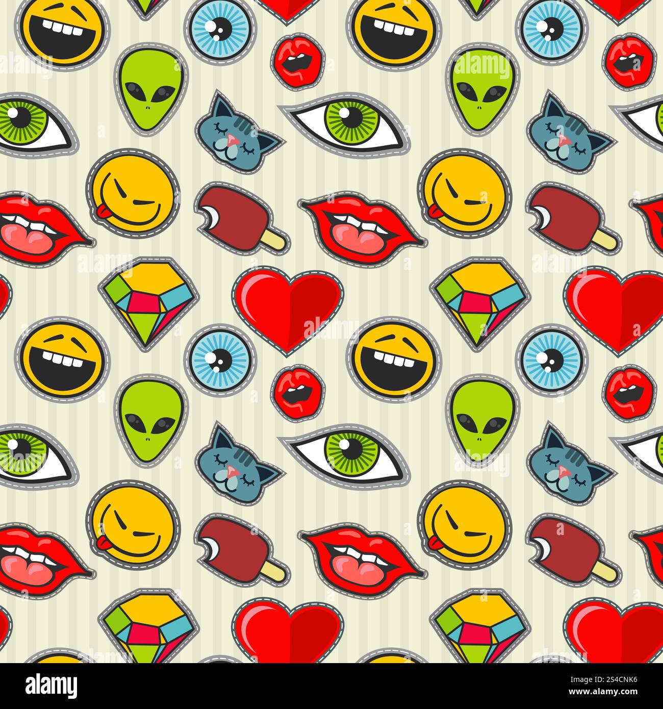 Vector cartoon patch seamless pattern. Vector cartoon patch seamless ...