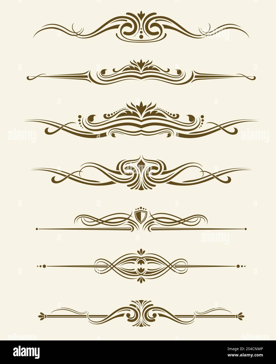 Retro flourishes page dividers, decorative ornament borders. Vector ...