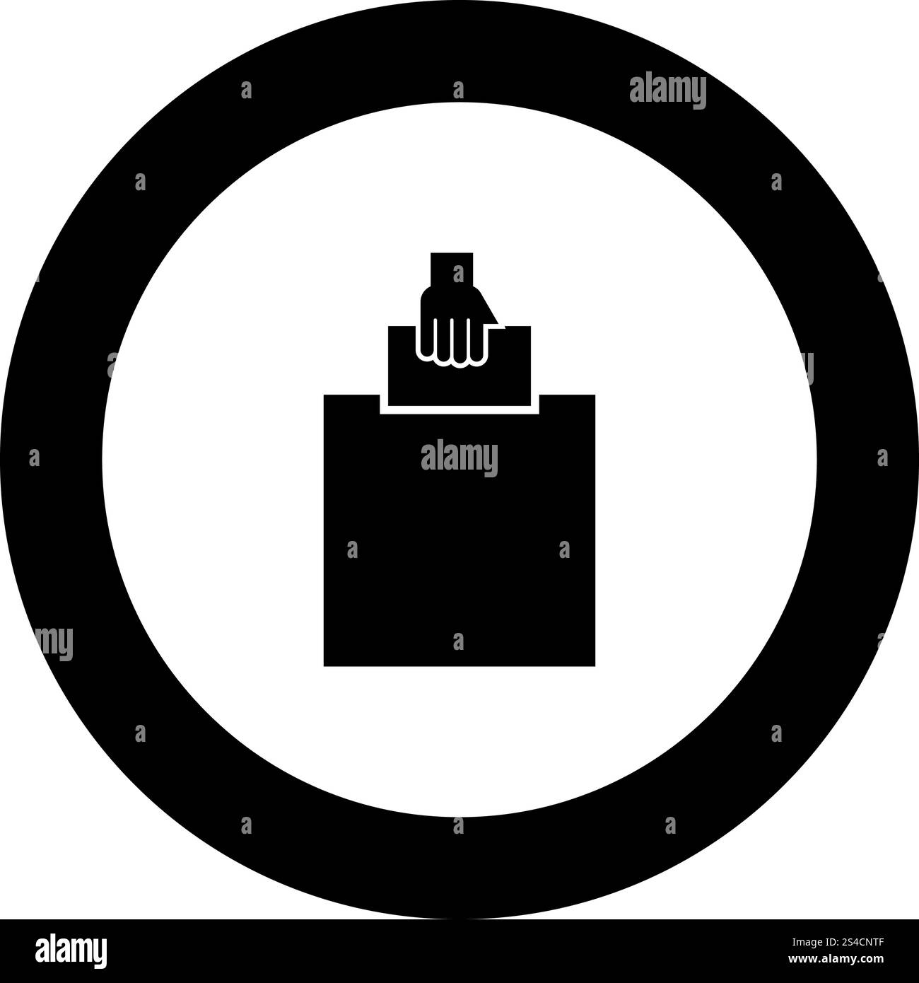 Hand puts a blank in a box for suggestion the voter throws a ticket ...