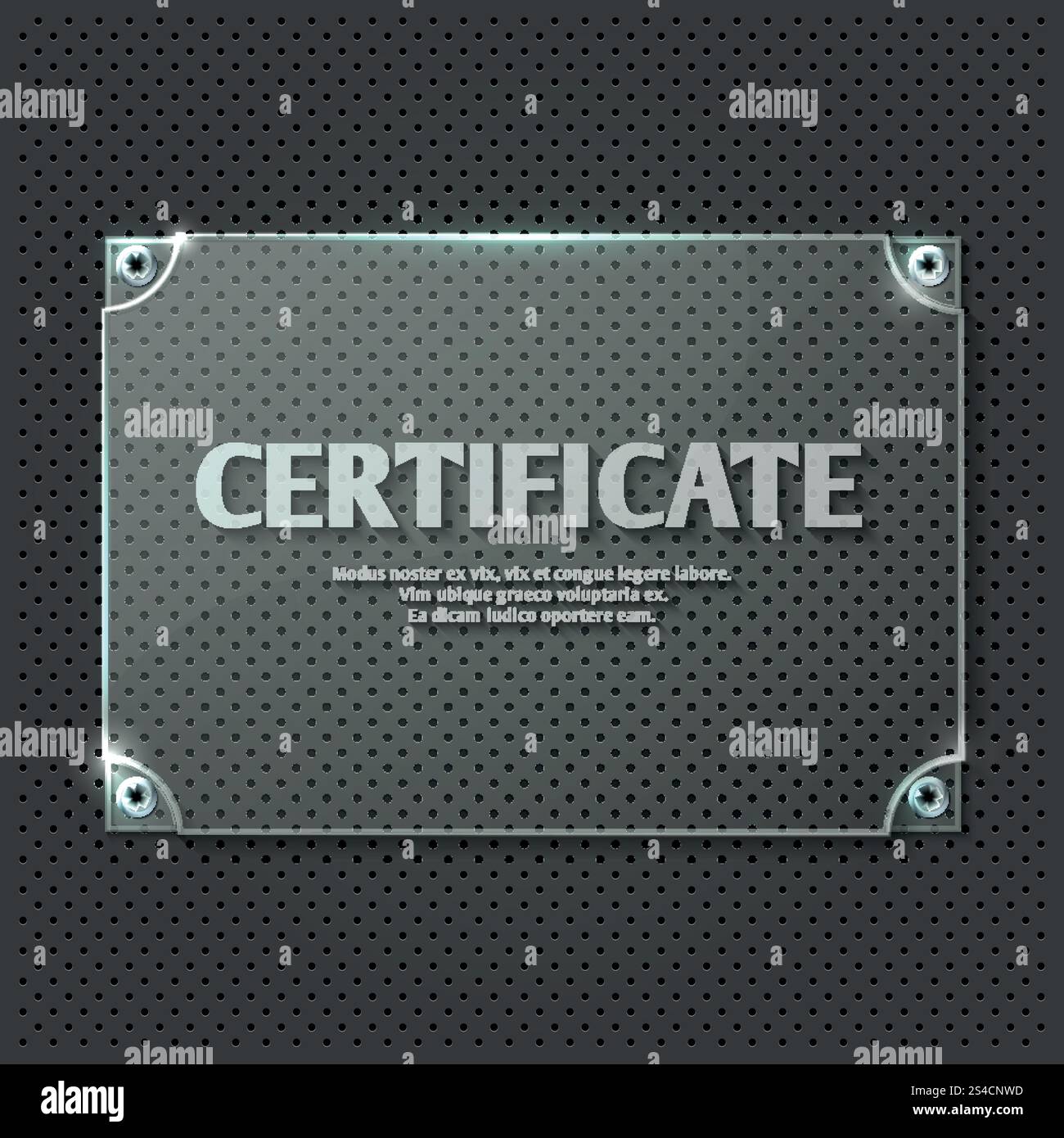 Certificate design on glass plate vector mockup. Certificate design on ...