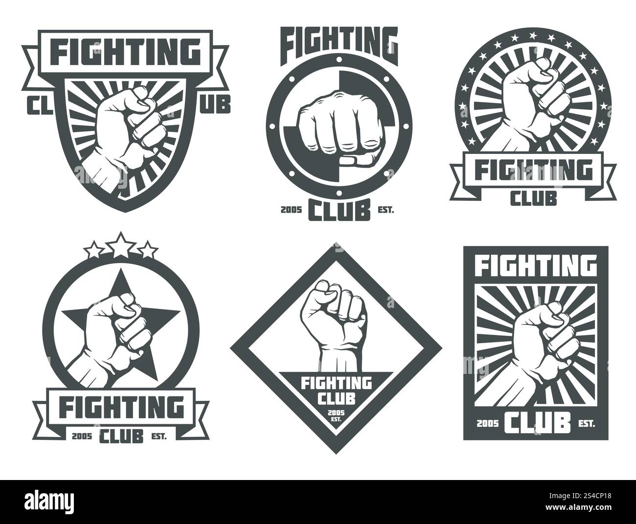 Fighting club mma lucha libre vintage vector emblems labels badges ...