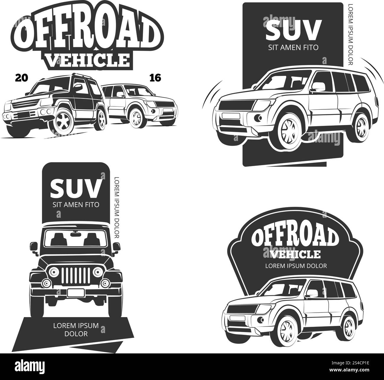 Vintage suv car vector badges, labels, logos. Suv car vector badges and ...