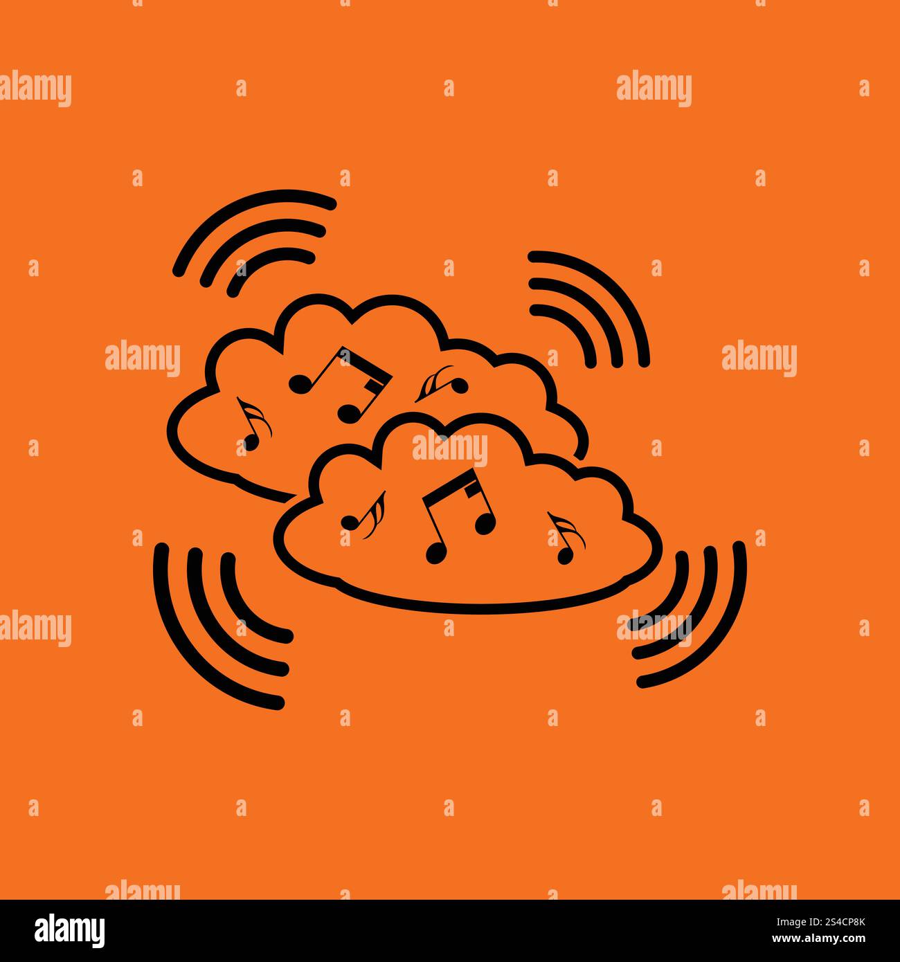 Music cloud icon. Orange background with black. Vector illustration ...