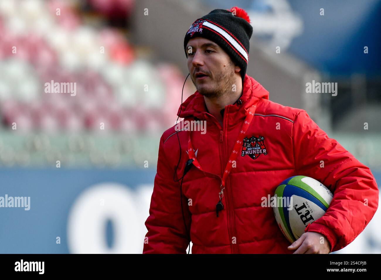 Llanelli, Wales. 11 January 2025. Rhodri Jones Brython Thunder Defence ...