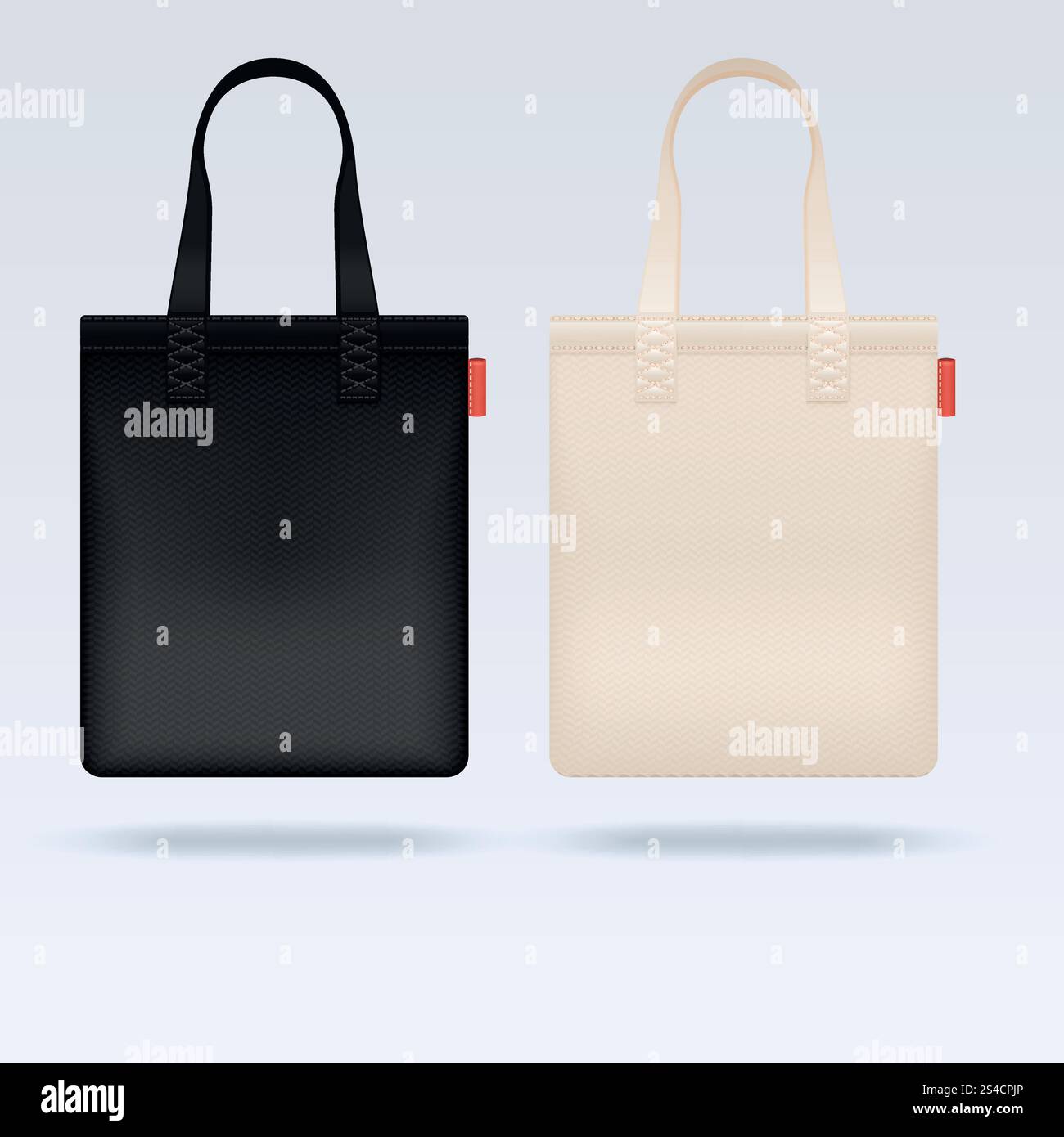 White And Black Fabric Cloth Tote Bags Vector Mockup White And Black