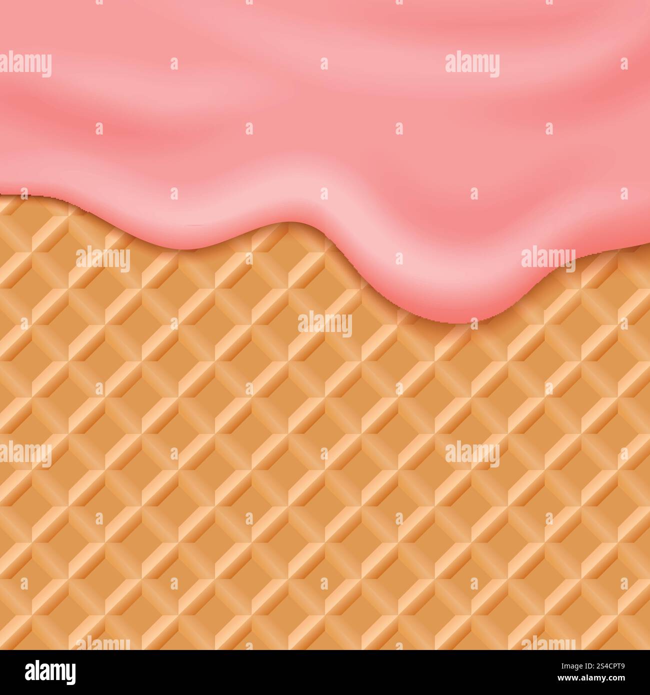 Flowing pink glaze on wafer background vector illustration. Flowing ...