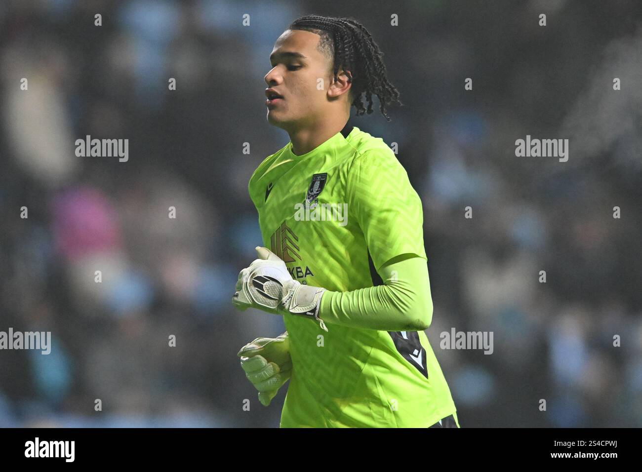 Coventry Building Society Arena, Coventry on Saturday 11th January 2025. Goalkeeper Pierce ...