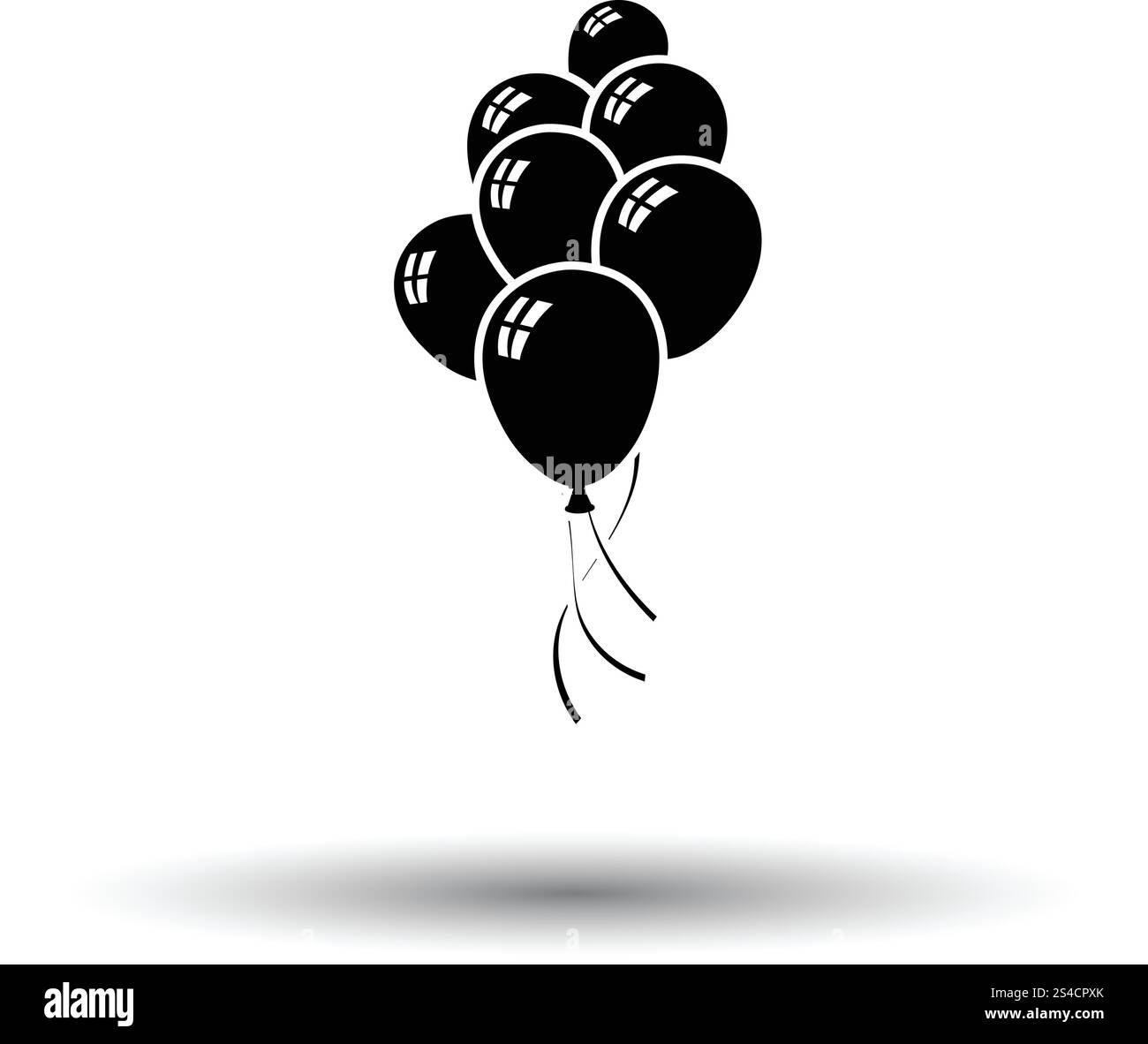 Party balloons and stars icon. White background with shadow design ...