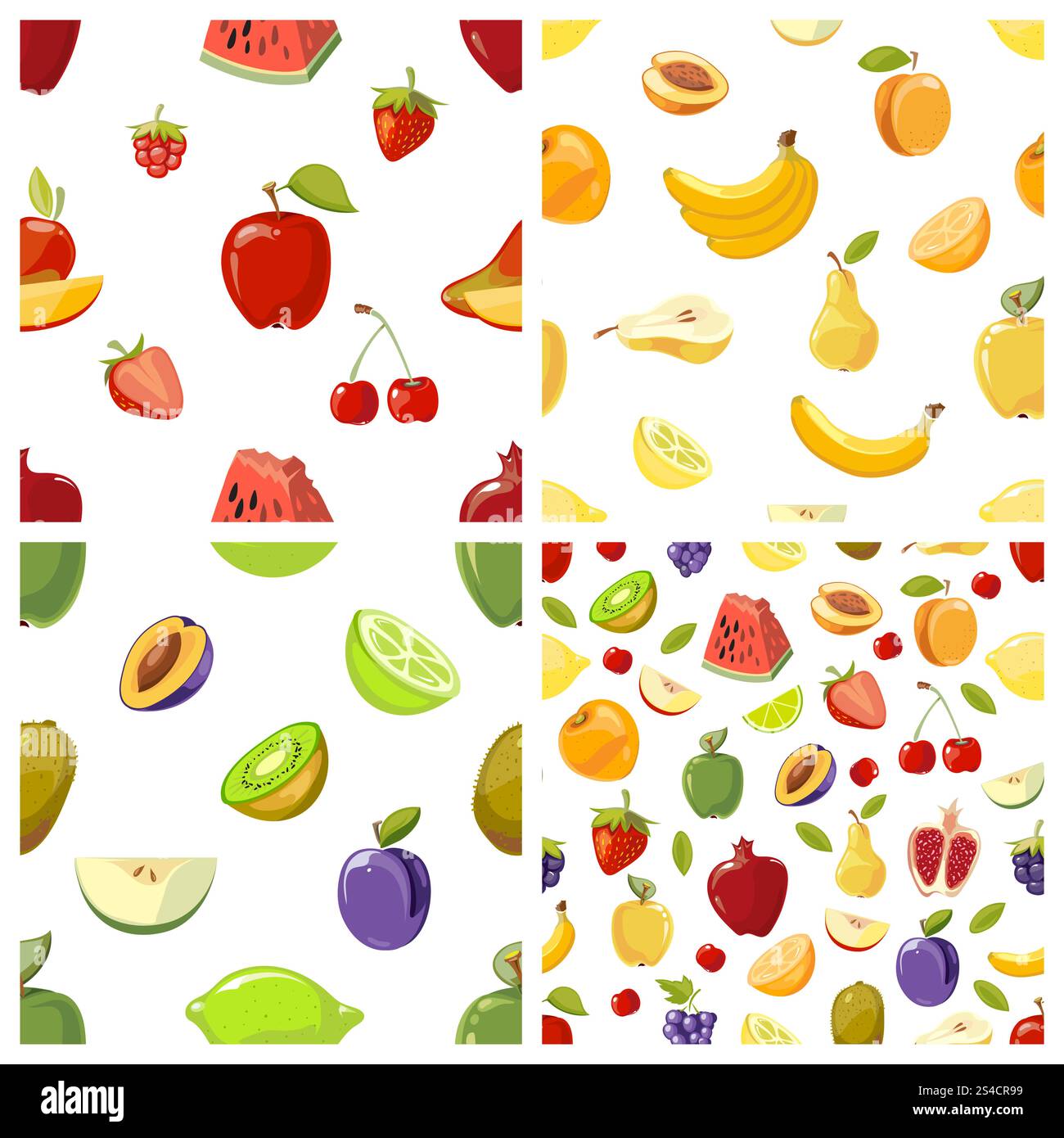 Set of vector fruits seamless patterns. Set of vector fruits seamless ...