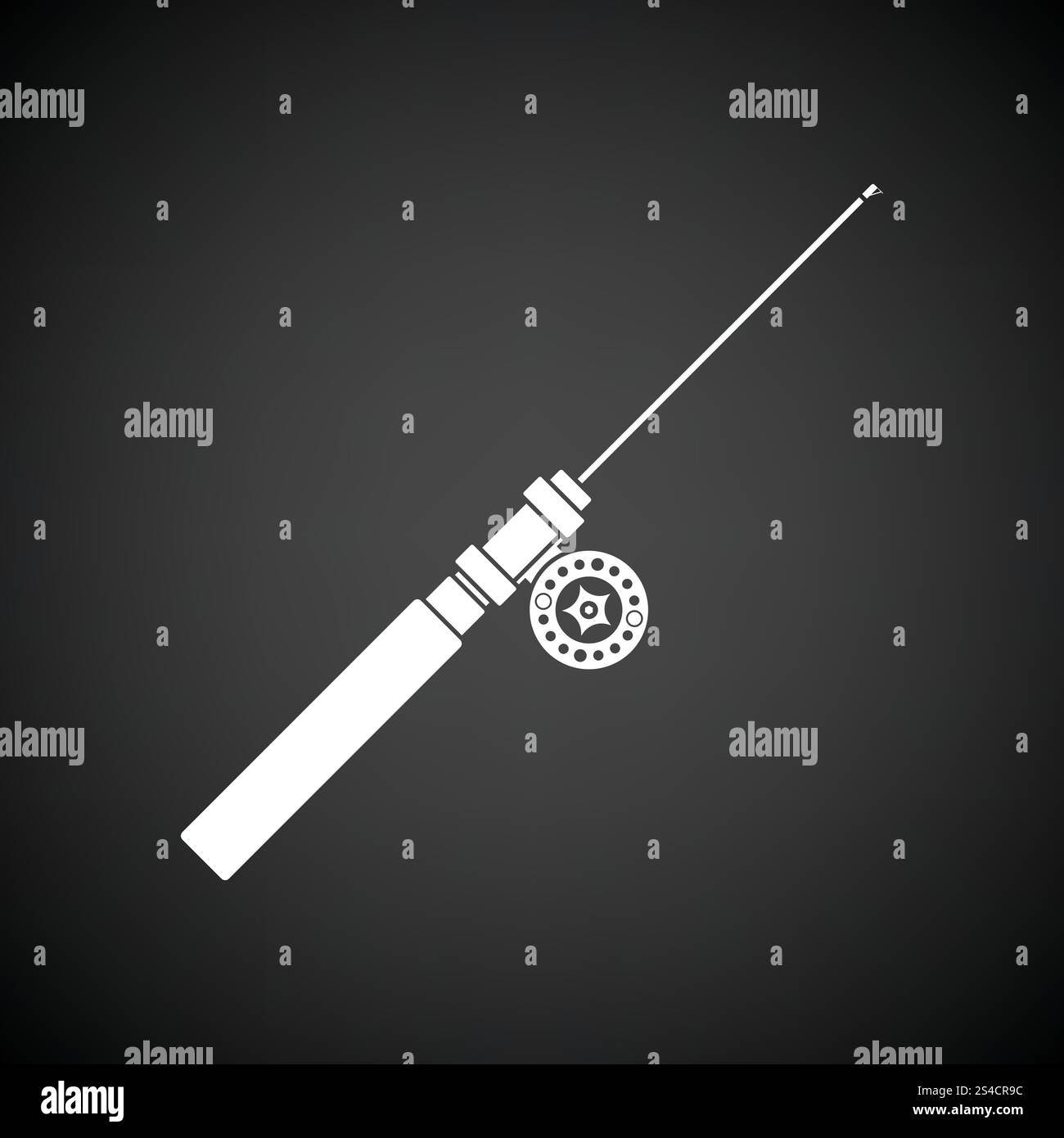 Icon of Fishing winter tackle . Black background with white. Vector ...