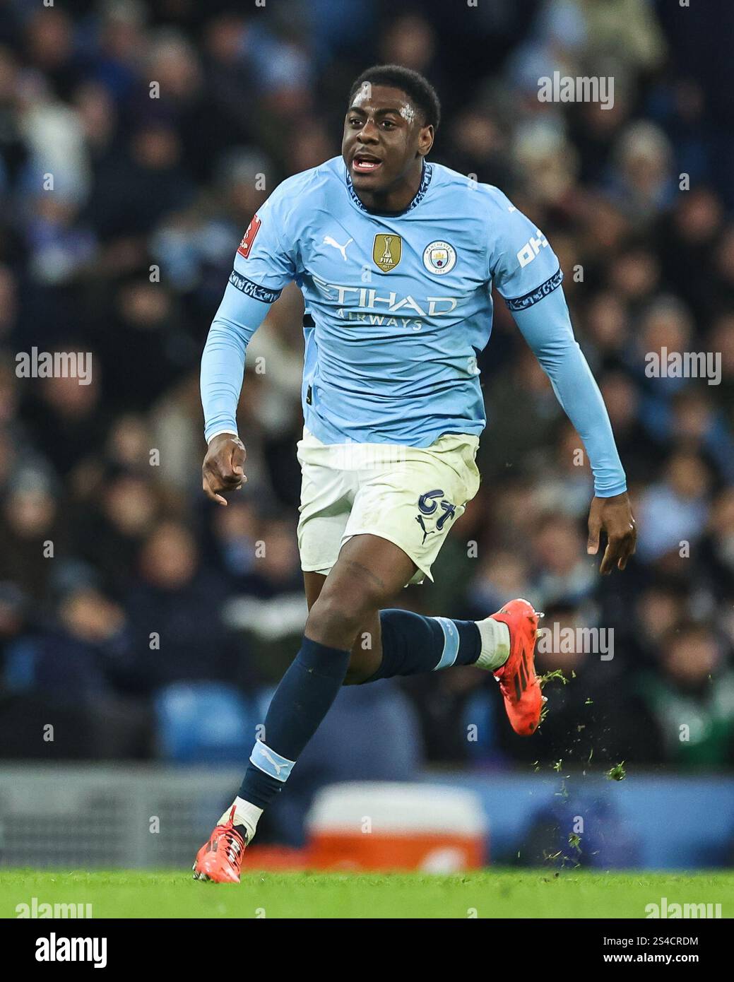 Divin Mubama of Manchester City in action during the Emirates FA Cup ...