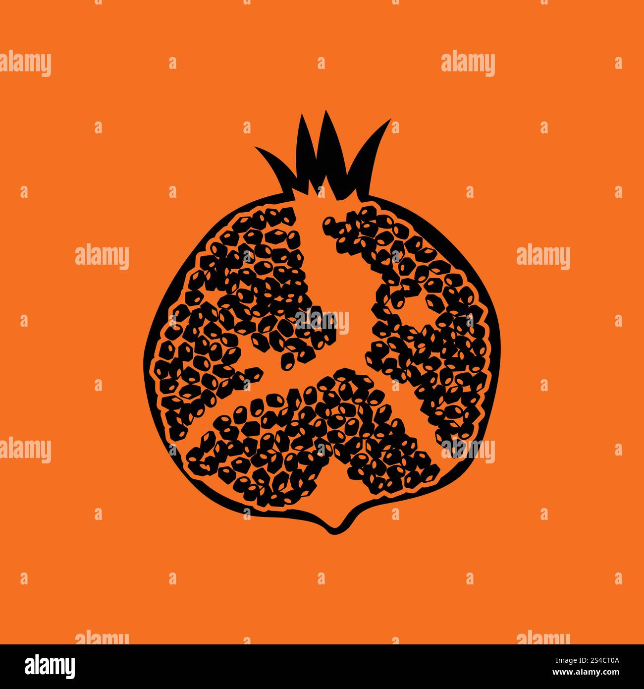 Icon of Pomegranate. Orange background with black. Vector illustration ...