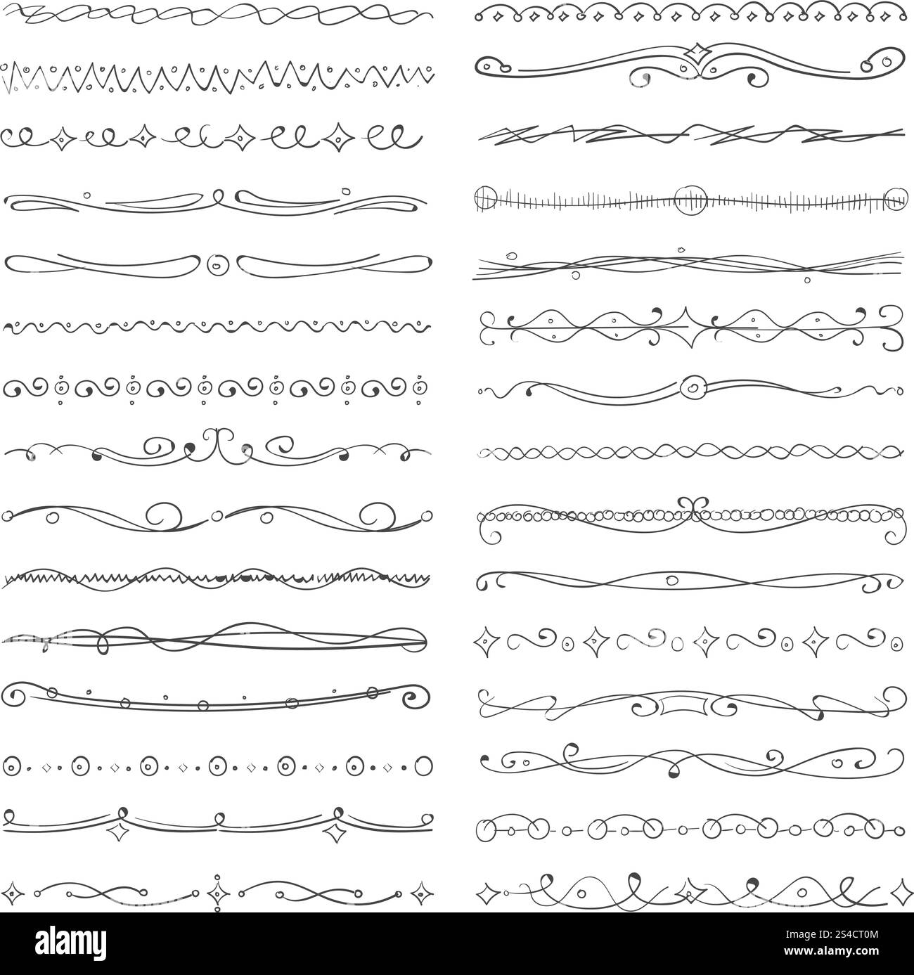 Hand drawn vector borders, dividers, sketch line frame borders vector set. Scribble border for ...