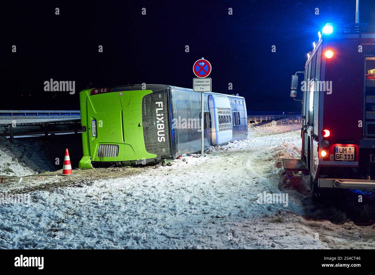 Uckermark, Germany. 11th Jan, 2025. Emergency services work at the ...