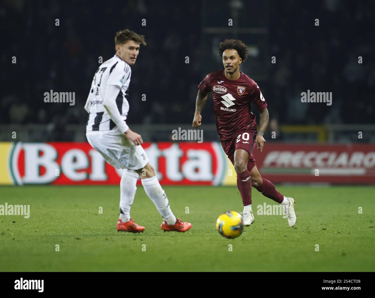 Turin, Italy. 11th Jan, 2025. Valentino Lazaro of Torino FC and Nicolo ...
