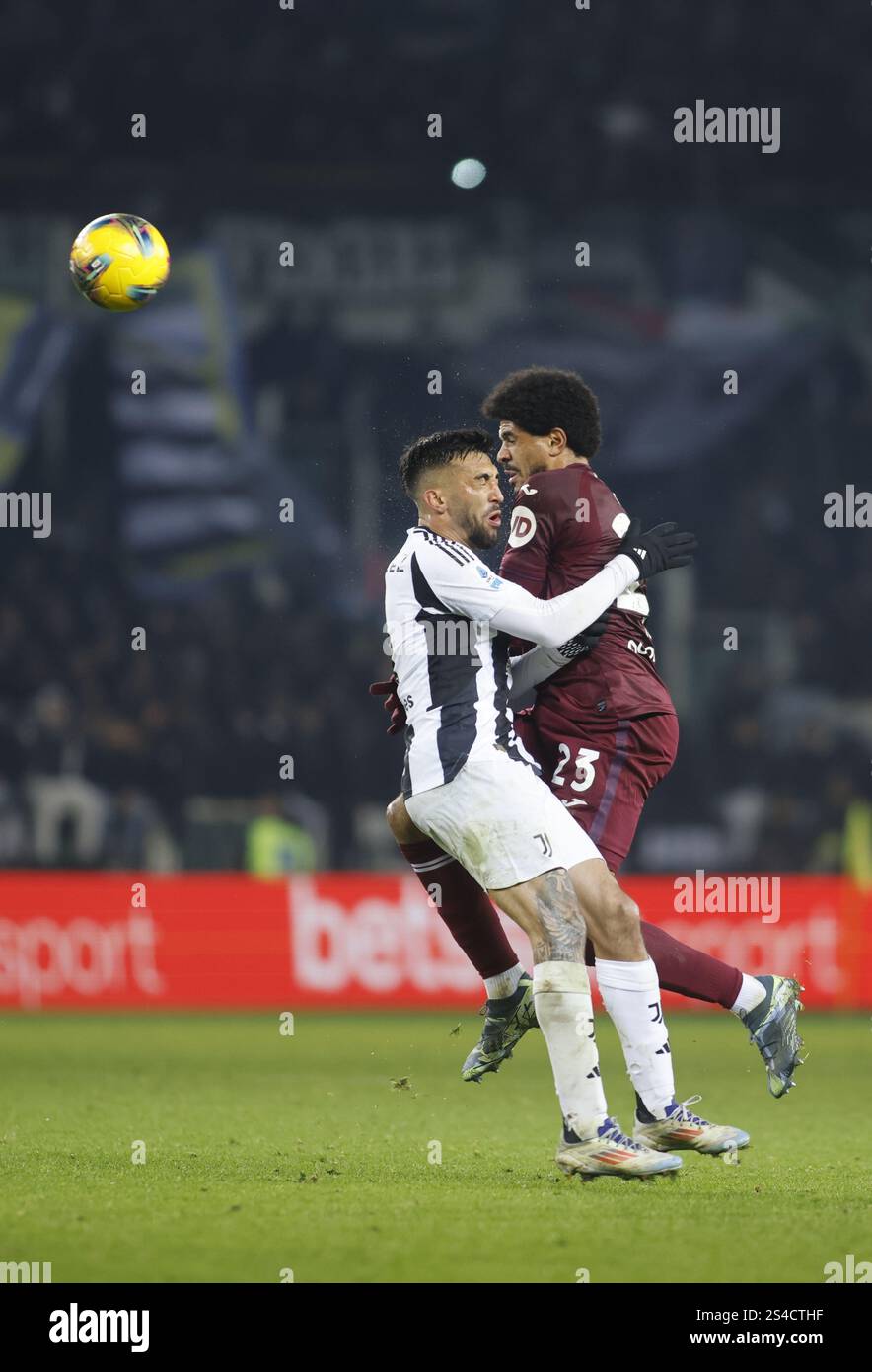 Turin, Italy. 11th Jan, 2025. Filip Kostic of Juventus FC abdn Saul ...