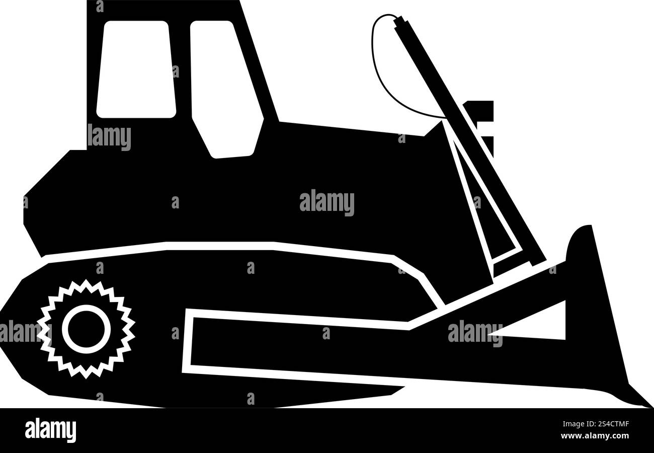 Bulldozer icon black color vector illustration flat style simple image ...