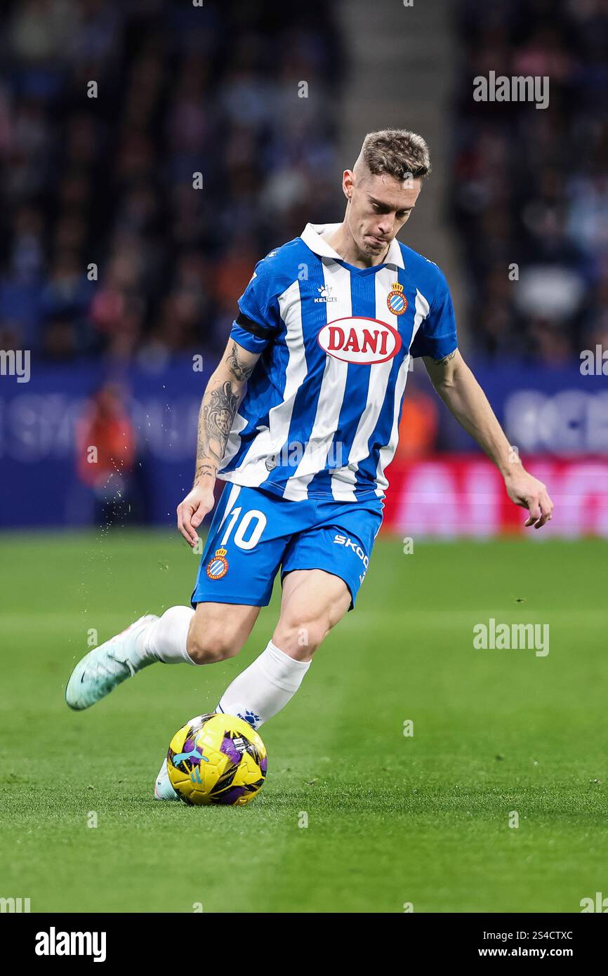 Pol Lozano of RCD Espanyol in action during the Spanish league, La Liga ...