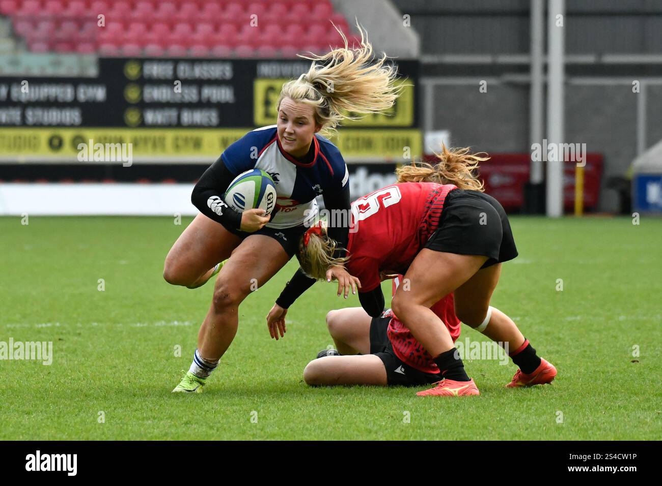 Llanelli, Wales. 11 January 2025. Aoife Dalton of Wolfhounds evades the ...