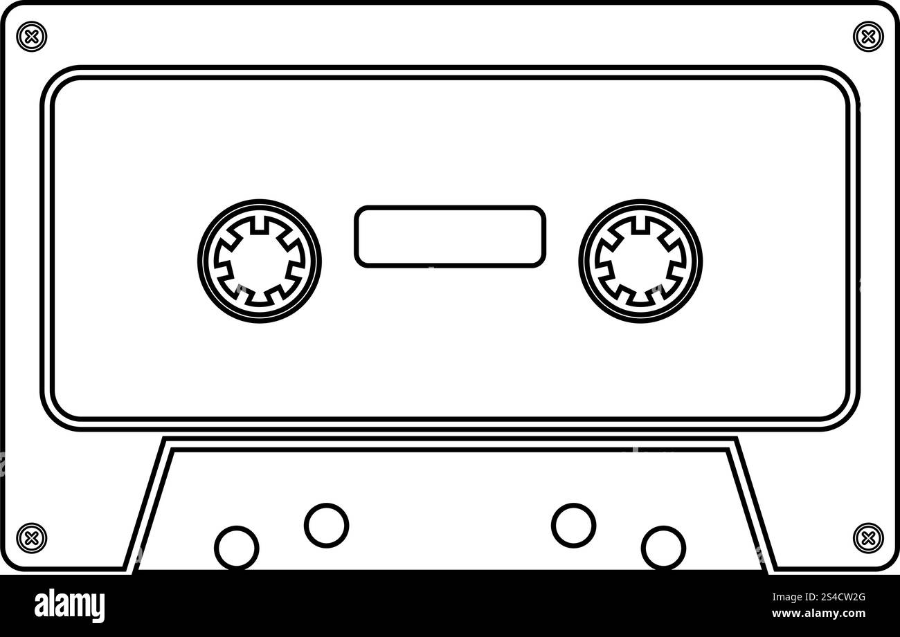 Retro audio cassette icon black color vector illustration flat style ...