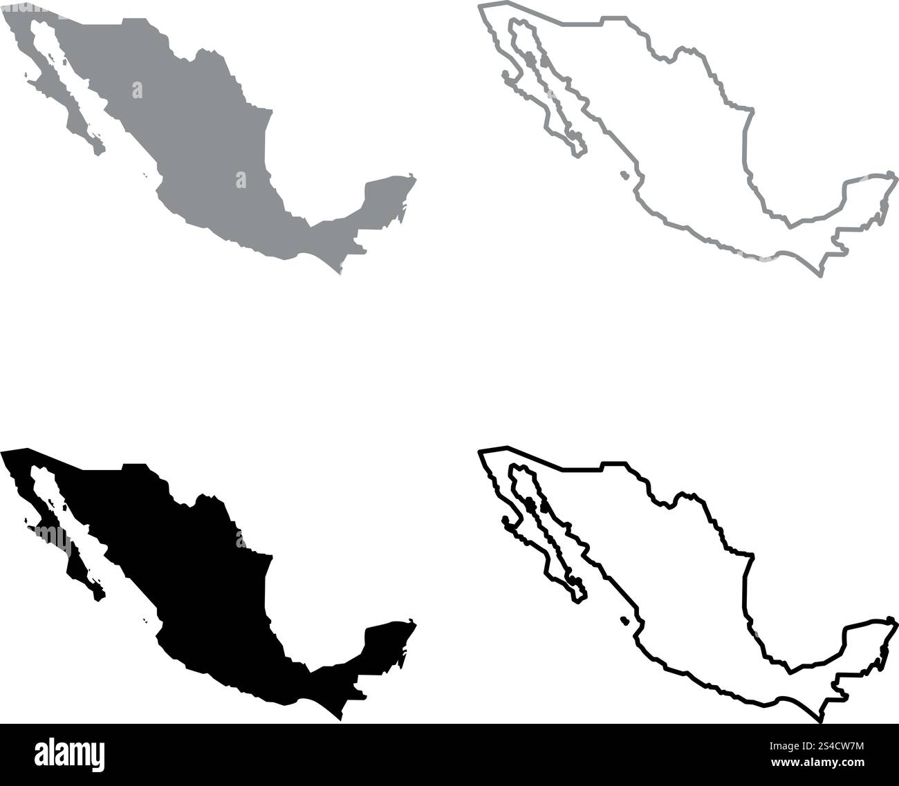 Map of Mexico icon set grey black color illustration flat style simple ...