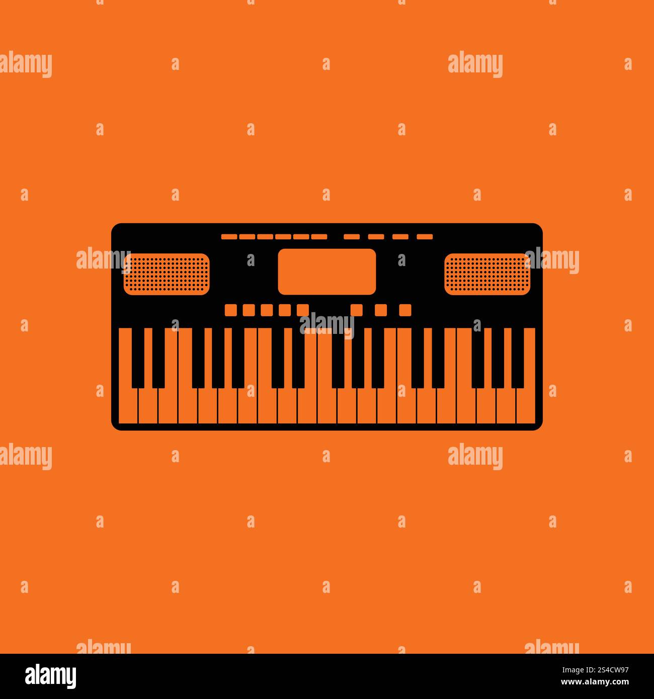Music synthesizer icon. Orange background with black. Vector ...