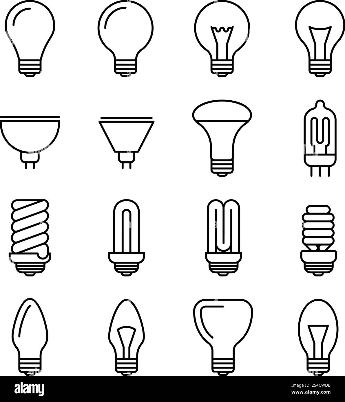 Light bulb outline vector icons. Light bulb outline vector icons. Energy and power lightbulb ...