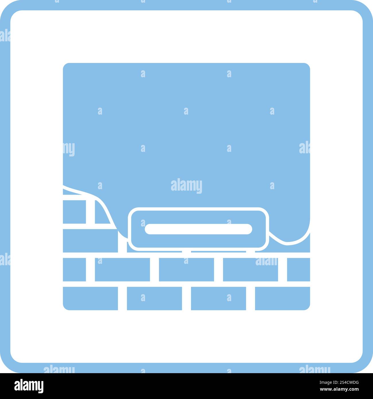Icon of plastered brick wall . Blue frame design. Vector illustration ...