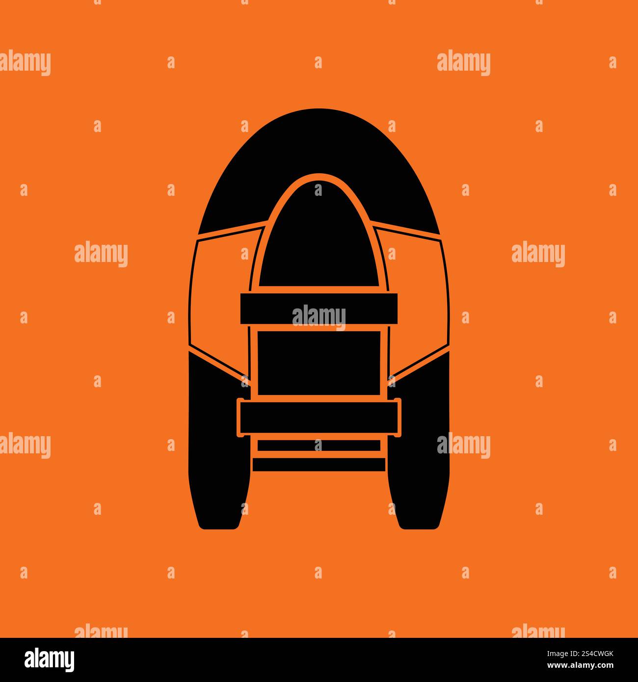 Icon of rubber boat . Orange background with black. Vector illustration ...