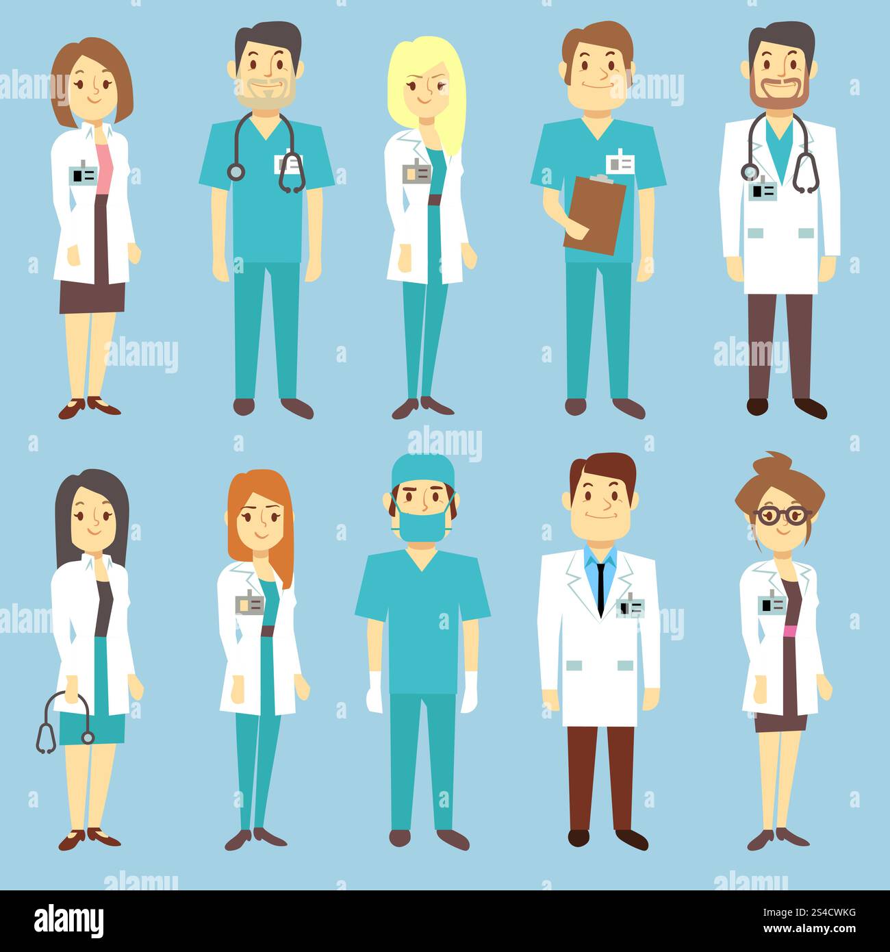 Doctors nurses medical staff people vector characters in flat style ...