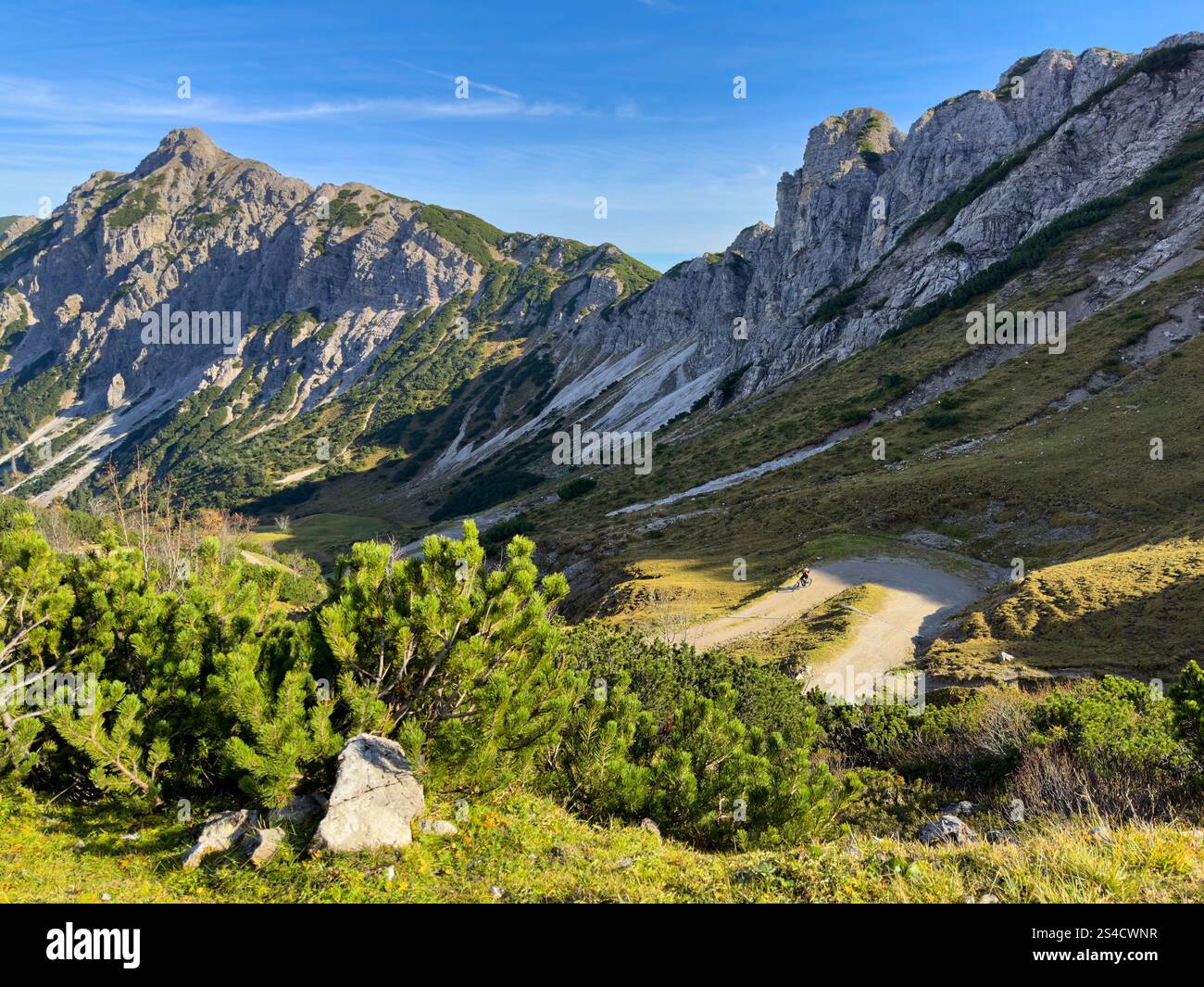 Haldensee, Austria. 20th Oct, 2024. Mountainbiker on the track up to ...