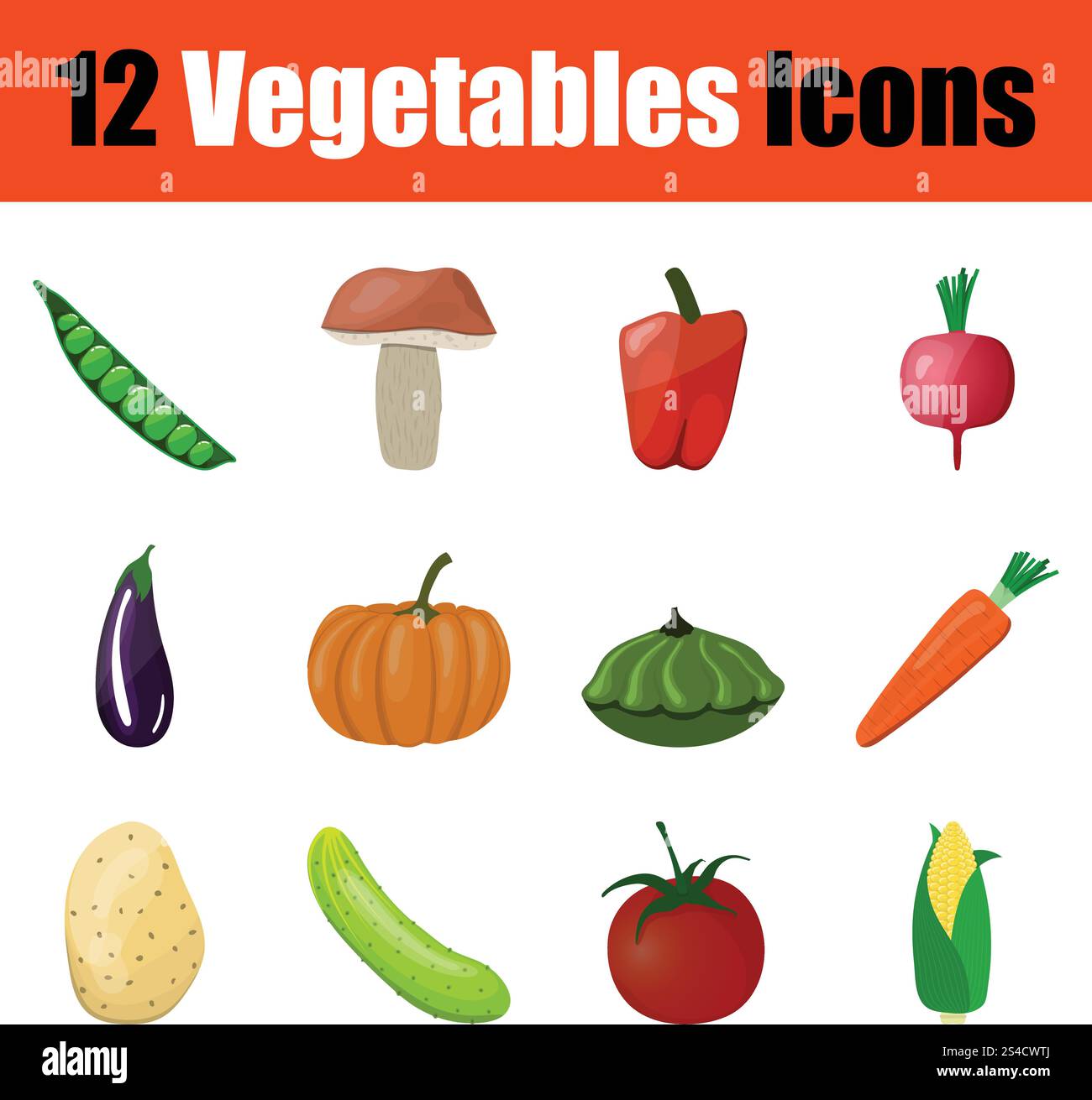 Vegetables icon set. Color design. Vector illustration Stock Vector ...