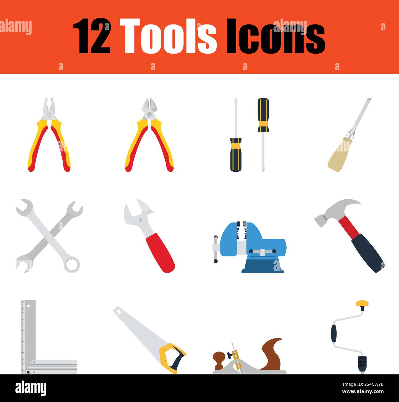 Tools icon set. Color design. Vector illustration Stock Vector Image ...