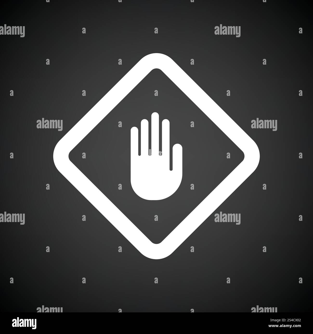Icon of Warning hand. Black background with white. Vector illustration ...