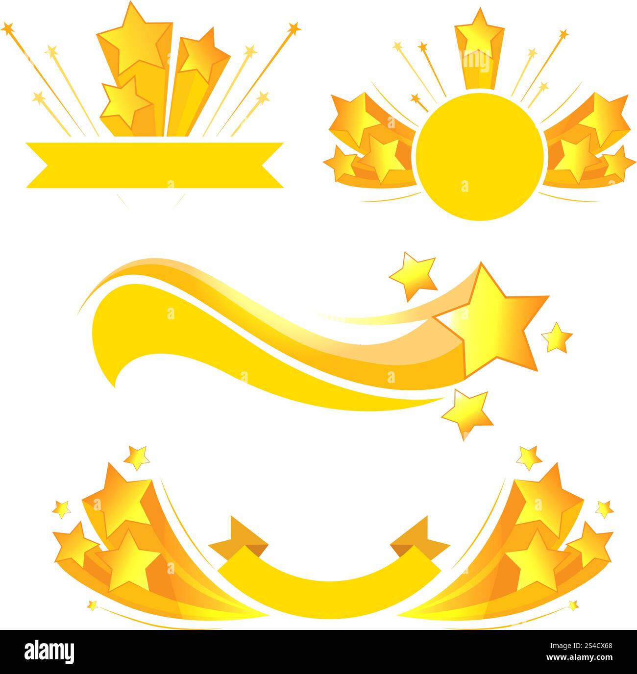 Vector label banners ribbons with stars burst. Vector label banners ...